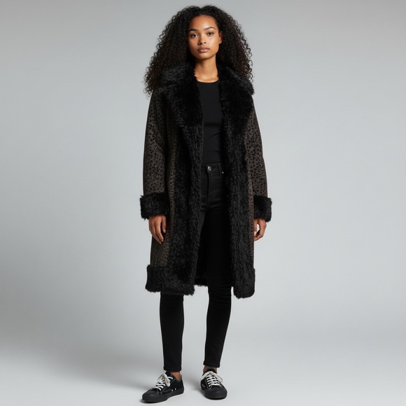Aziz | Jackets & Coats | Leopard Print Velvet Jacket With Black Collar ...